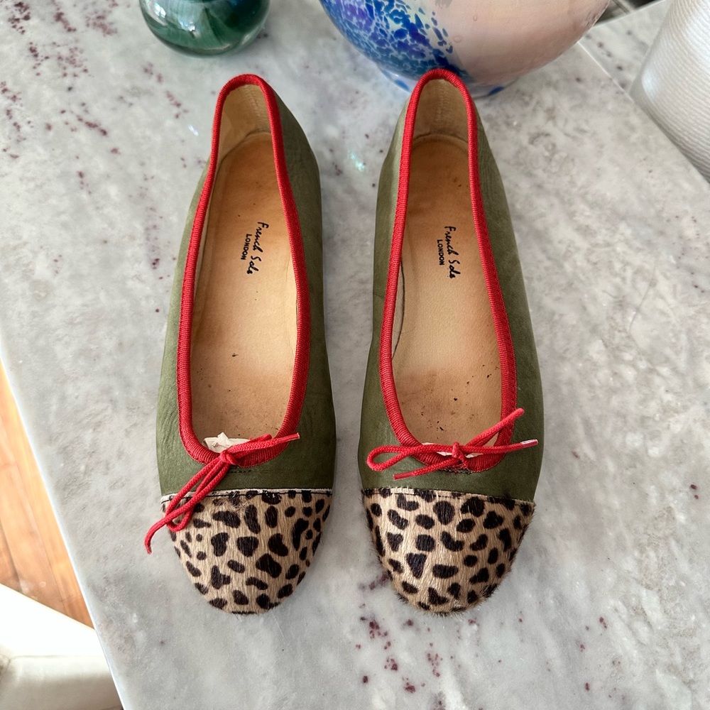 French Sole London Olive Green Cheetah Cap Toe Calf H… - Gem